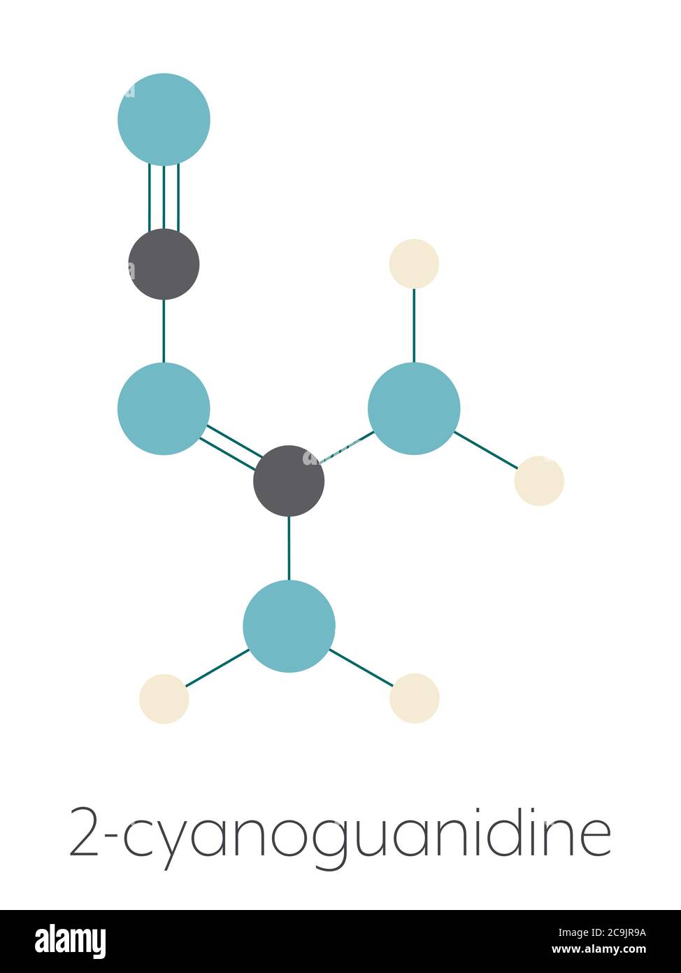 Dicyandiamide (2-cyanoguanidine, DCD) molecule. Used as fertilizer and ...