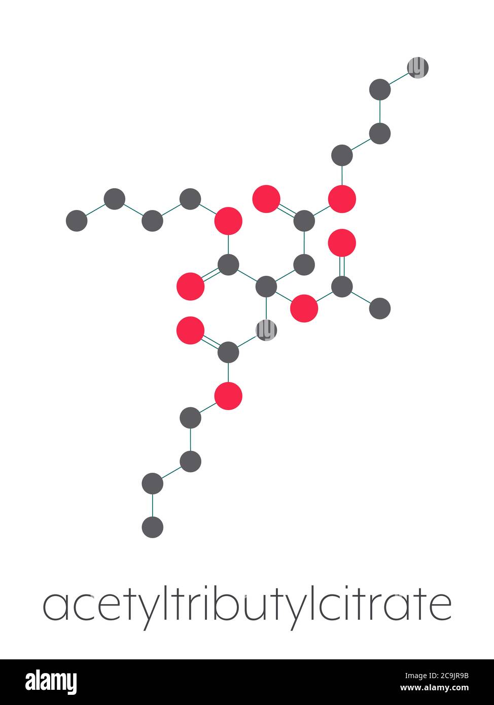 Acetyl tributyl citrate (ATBC) plasticizer molecule. Biodegradable ...