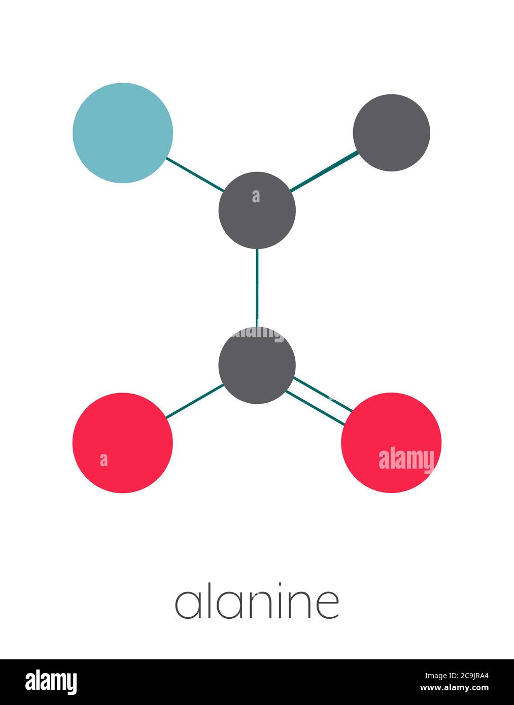Alanine (L-alanine, Ala, A) amino acid molecule. Stylized skeletal ...