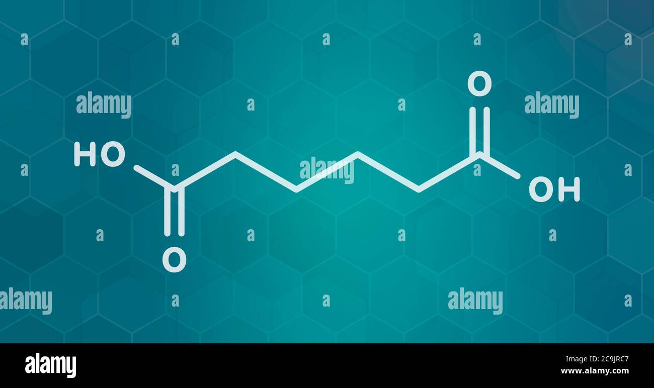 Adipic acid, nylon (polyamide) building block. White skeletal formula ...