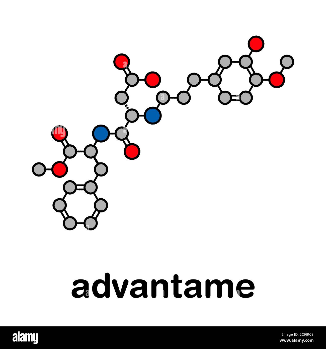 Advantame (E969) sugar substitute molecule. Stylized skeletal formula ...