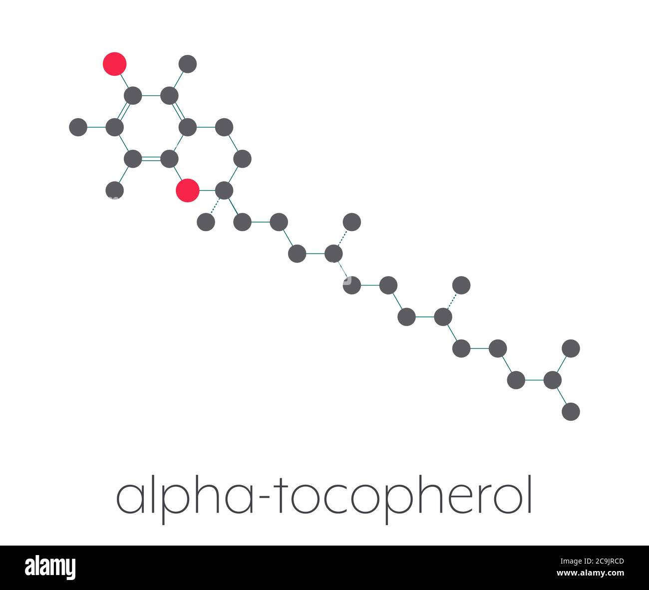 Vitamin E (alpha tocopherol) molecule. Stylized skeletal formula ...