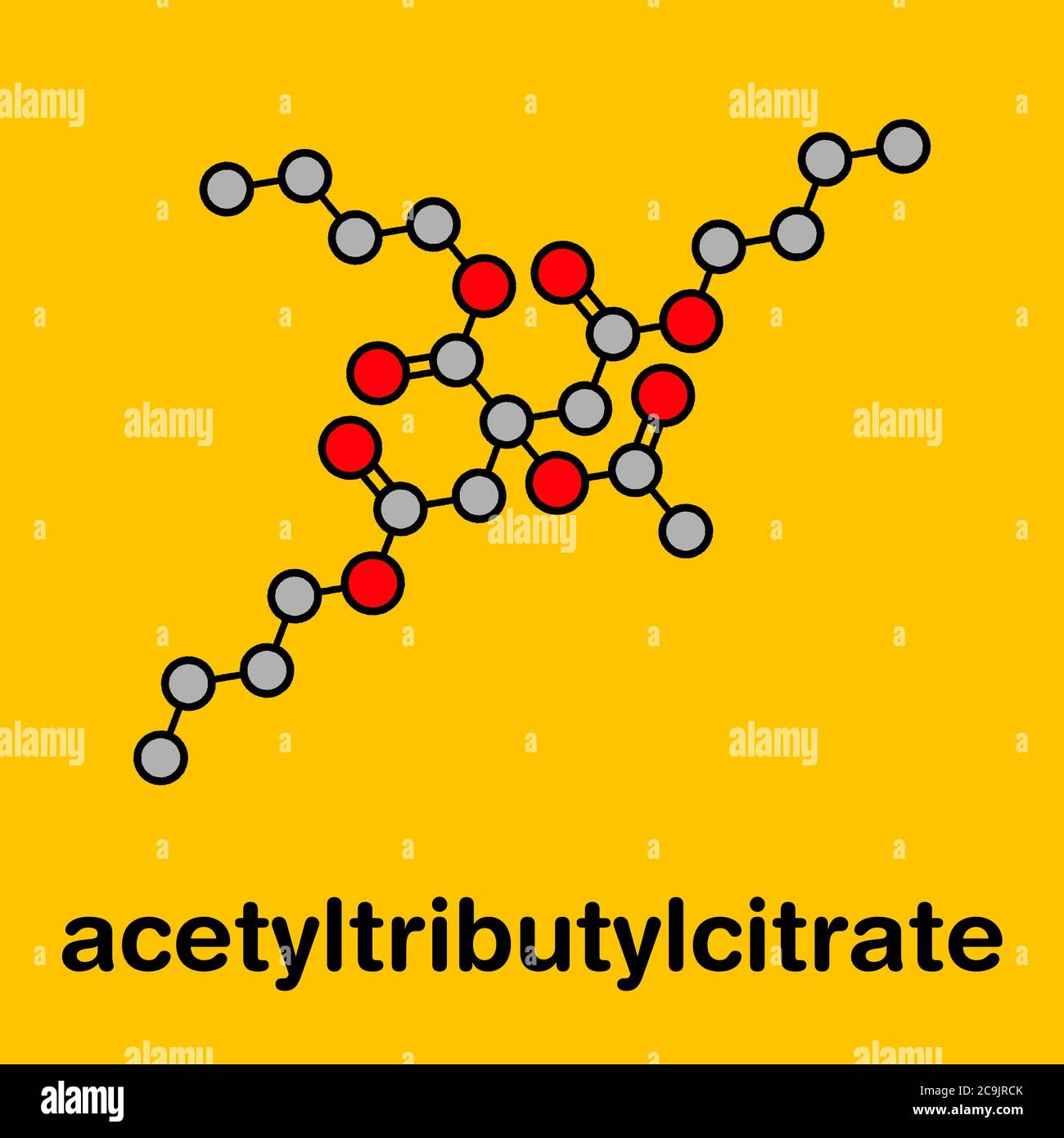 Acetyl tributyl citrate (ATBC) plasticizer molecule. Biodegradable ...