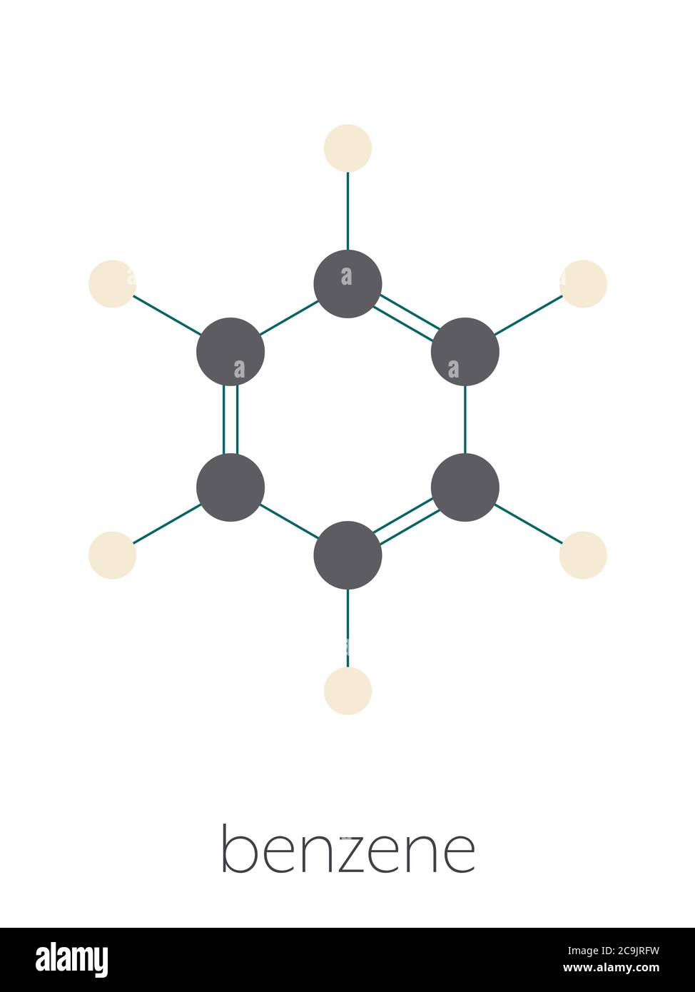 Benzene aromatic hydrocarbon molecule. Stylized skeletal formula ...