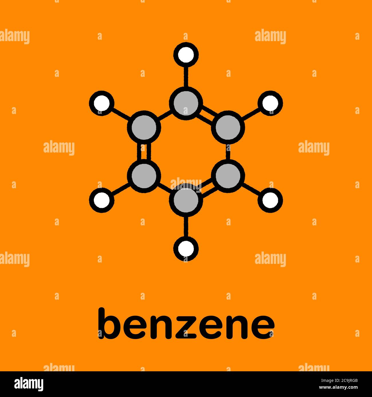 Benzene aromatic hydrocarbon molecule. Stylized skeletal formula ...