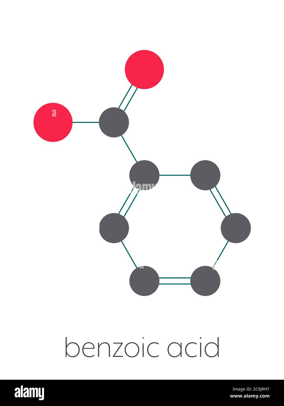 Benzoic acid molecule. Benzoate salts are used as food preservatives ...