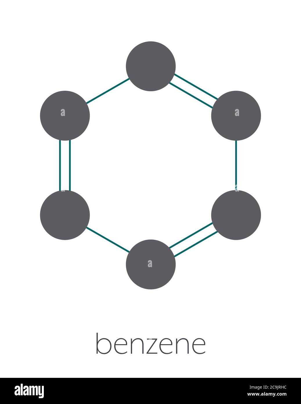 Benzene aromatic hydrocarbon molecule. Stylized skeletal formula ...
