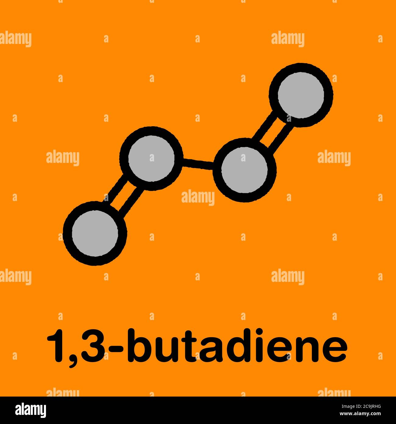 Butadiene (1,3-butadiene) synthetic rubber building block molecule ...