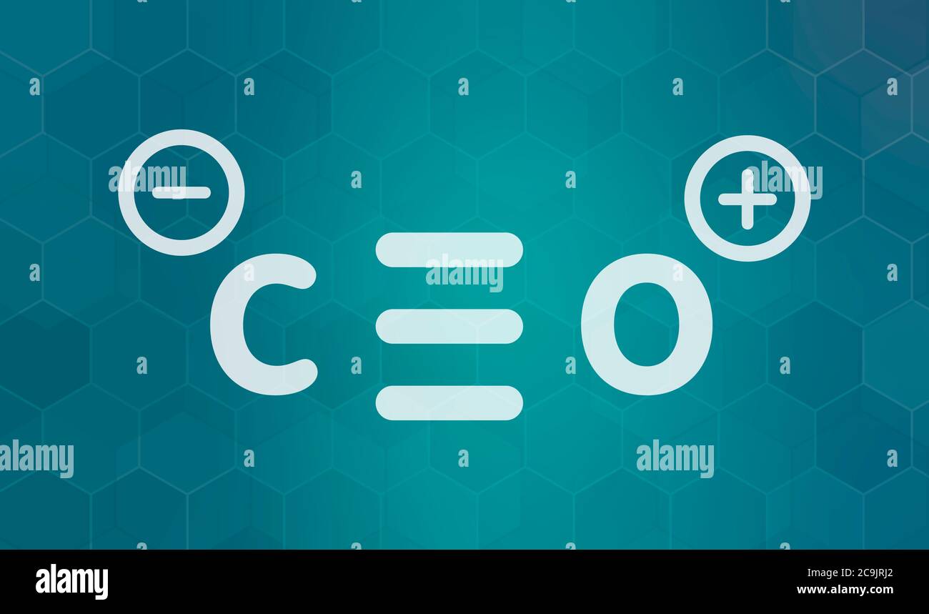 Carbon monoxide (CO) toxic gas molecule. Carbon monoxide poisoning ...