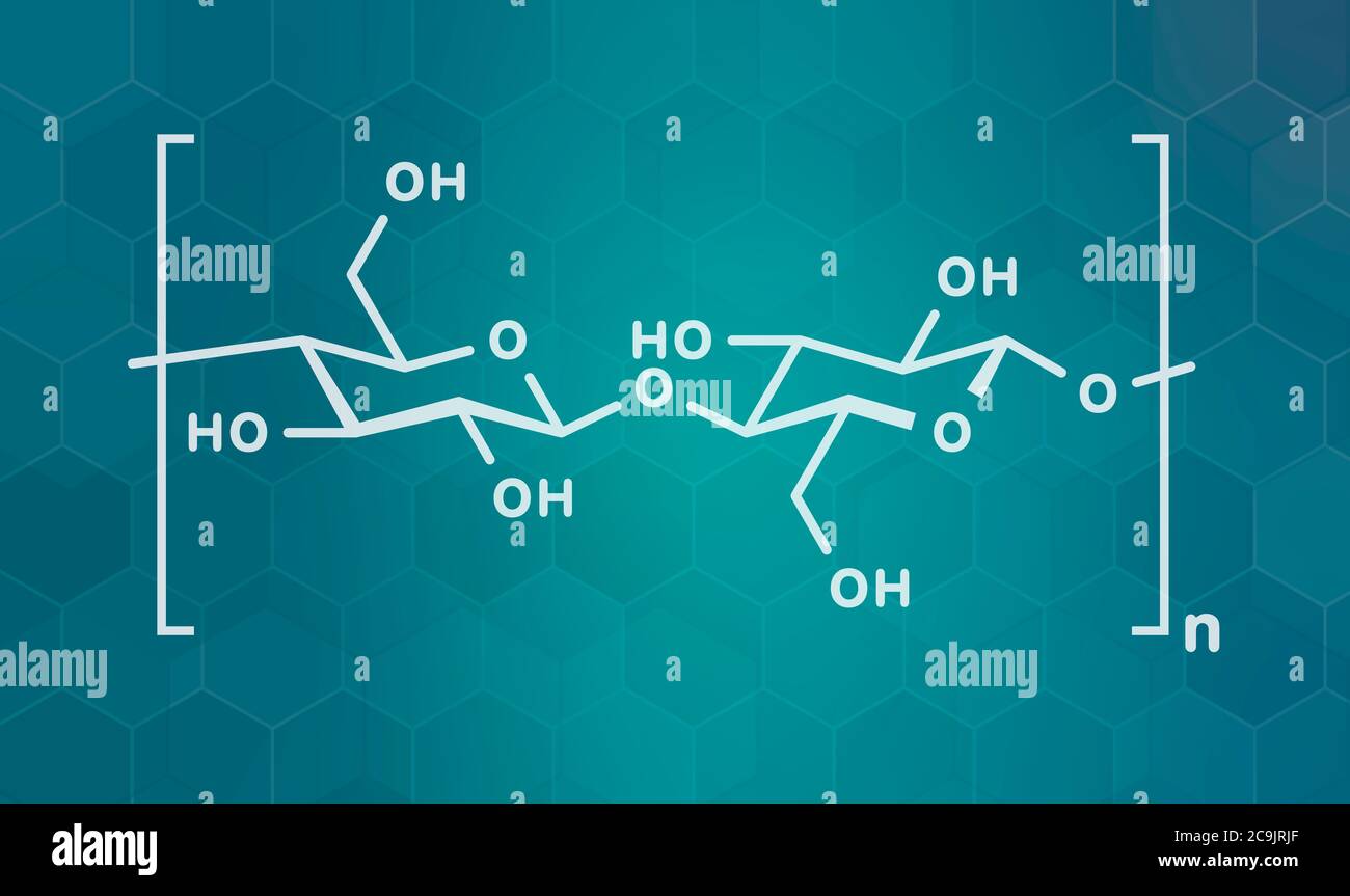 Cellulose, chemical structure. Main component of cotton fiber, wood ...