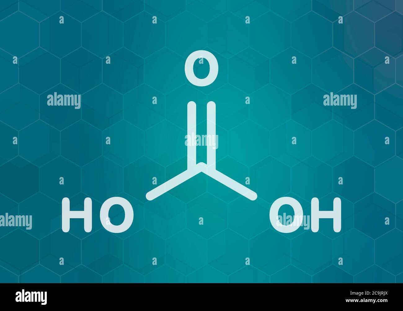 Carbonic acid molecule. Formed when carbon dioxide is dissolved in ...