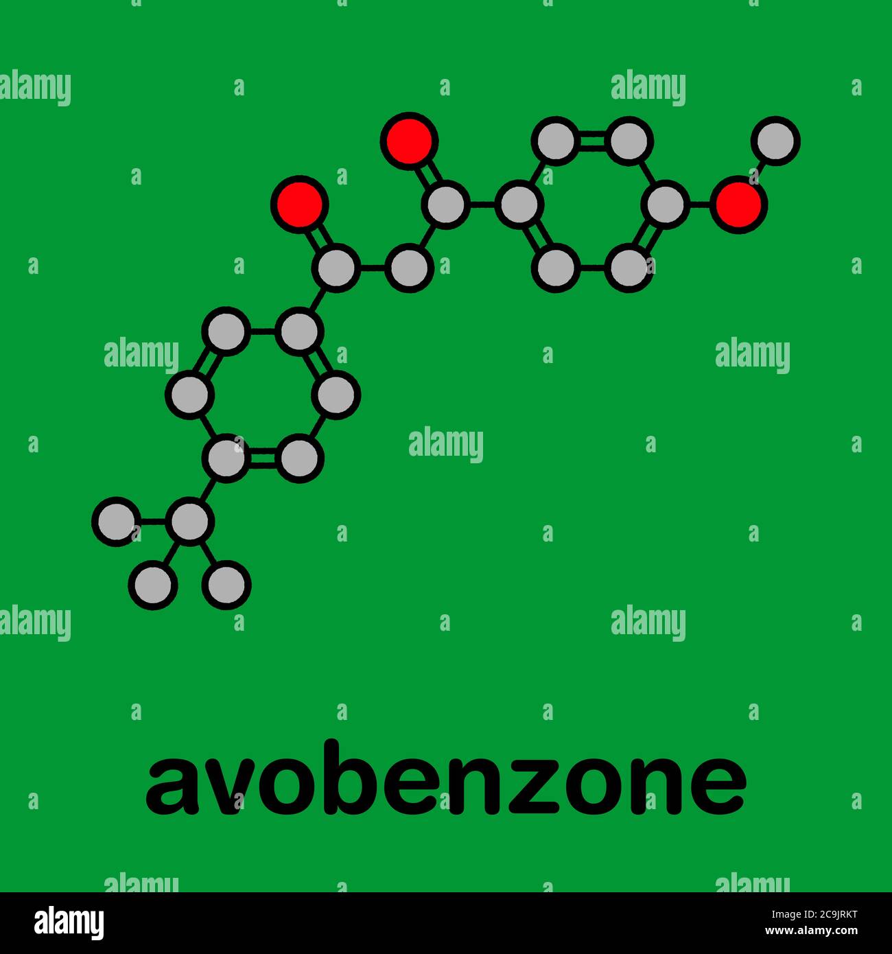 Avobenzone sunscreen molecule (UV filter). Stylized skeletal formula ...
