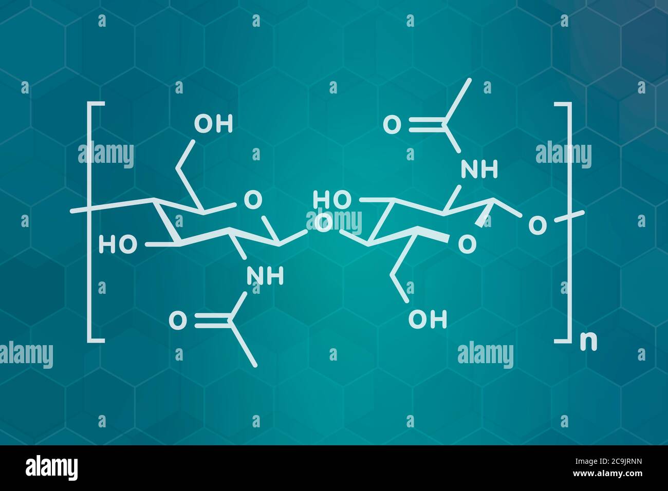 Chitin, chemical structure. Chitin is a polymer of N-acetylglucosamine ...