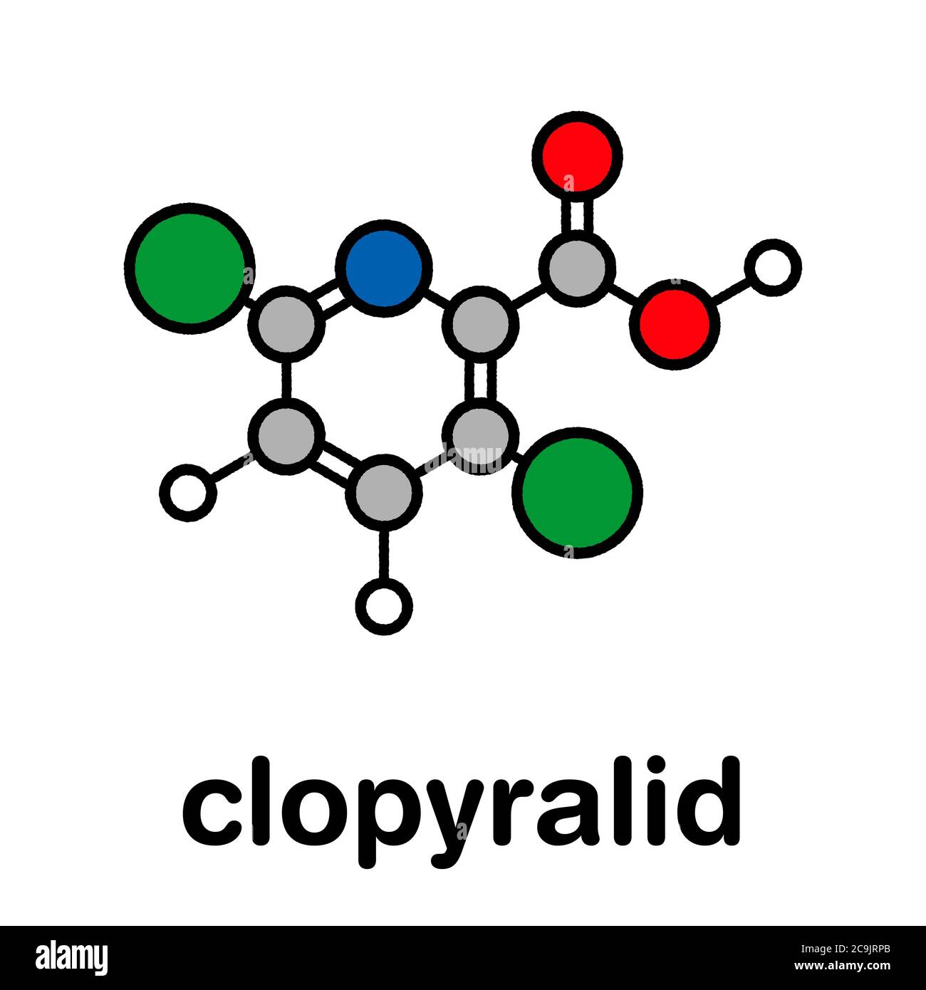 Clopyralid herbicide molecule. Stylized skeletal formula (chemical ...