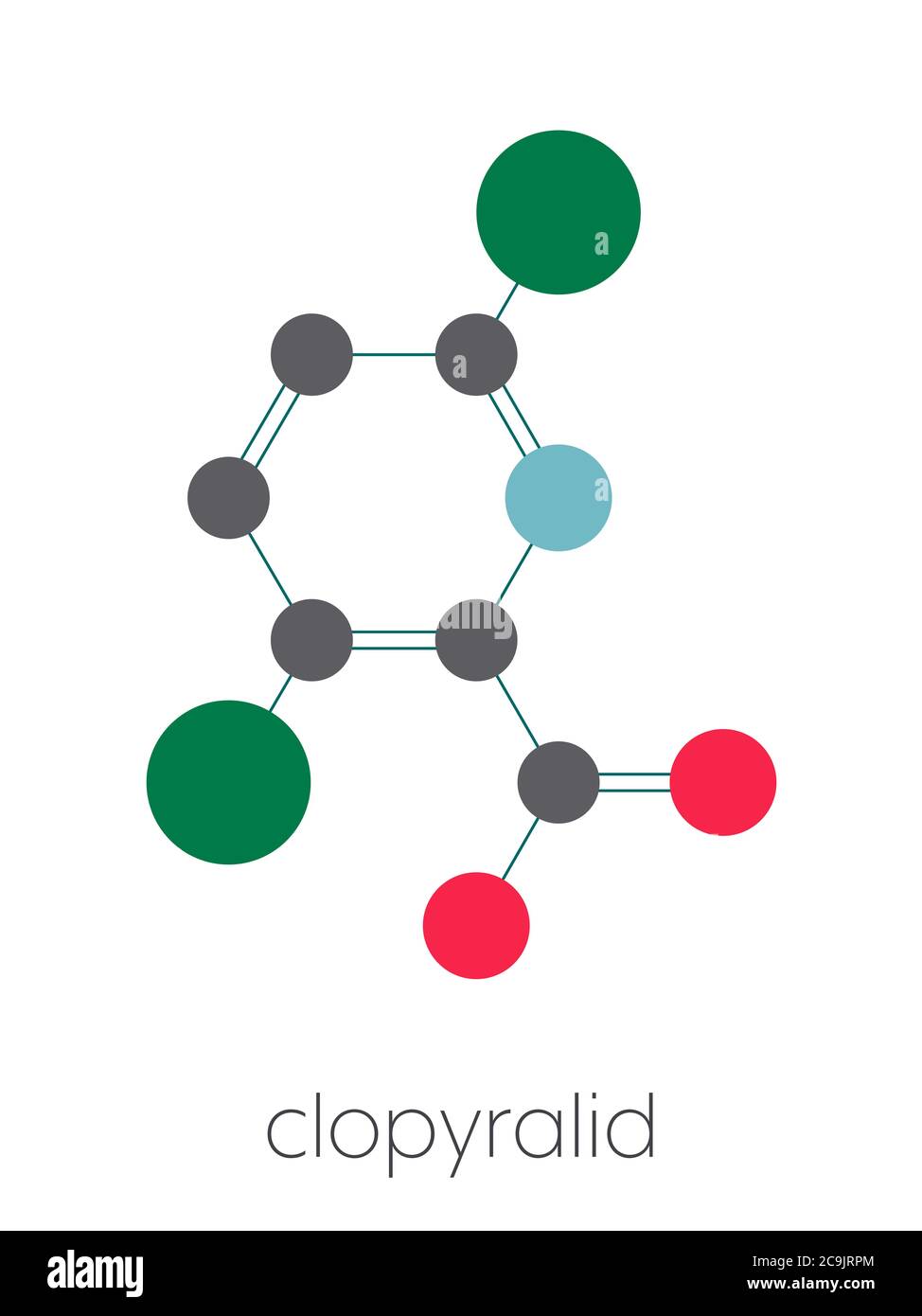 Clopyralid herbicide molecule. Stylized skeletal formula (chemical ...