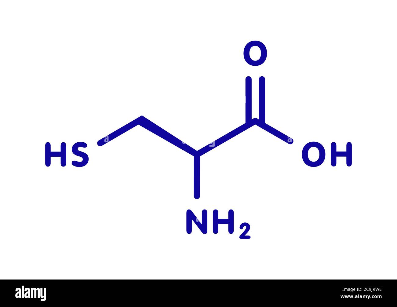 Cysteine (l-cysteine, Cys, C) amino acid molecule. Blue skeletal ...