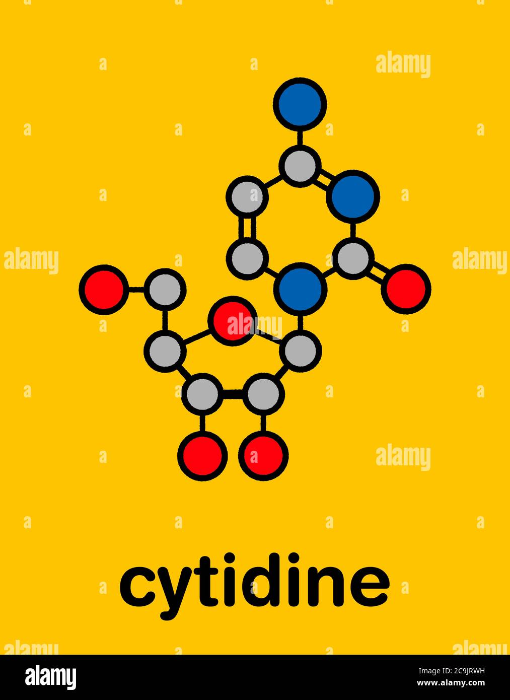 Cytidine RNA building block molecule. Stylized skeletal formula ...