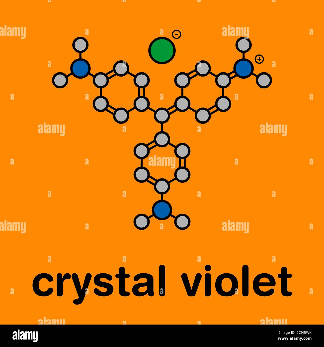 Crystal violet (gentian violet) molecule. Dye molecule used in Gram ...