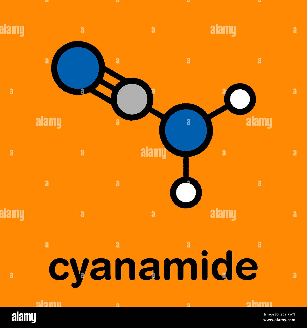 Cyanamide molecule. Used in agriculture and chemical synthesis ...