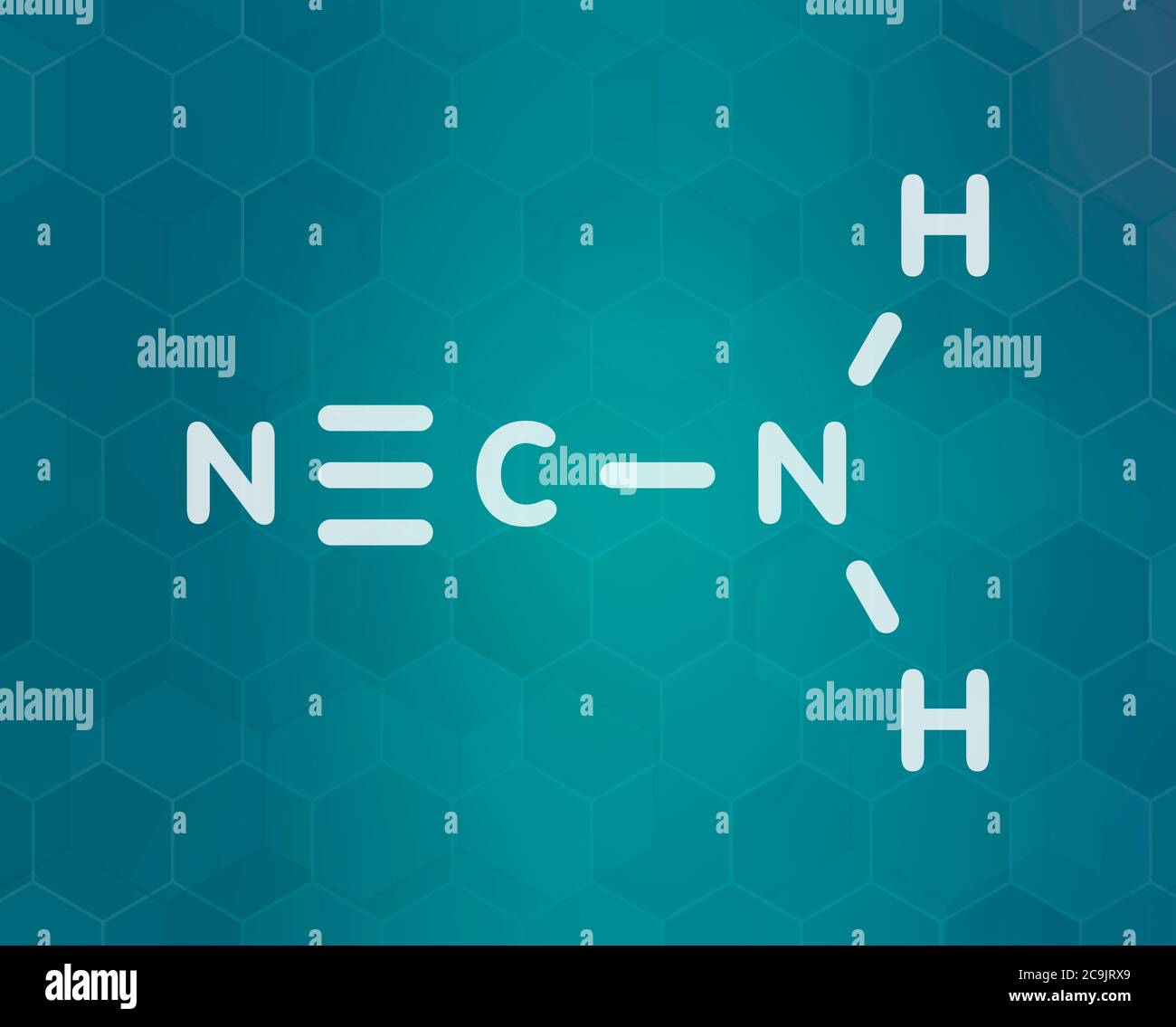 Cyanamide molecule. Used in agriculture and chemical synthesis. White ...