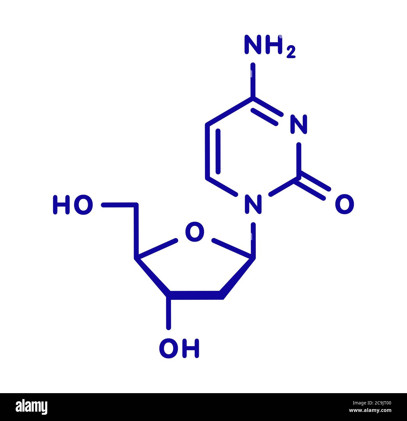 Deoxycytidine (dC) nucleoside molecule. DNA building block. Blue ...