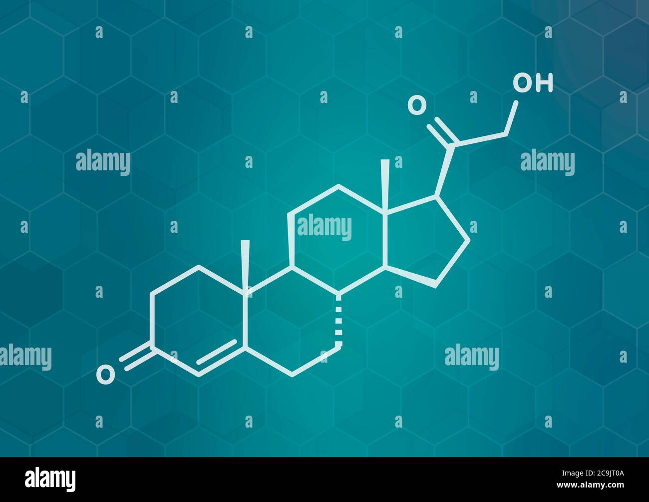 Deoxycorticosterone (DOC) mineralocorticoid hormone molecule. Precursor ...