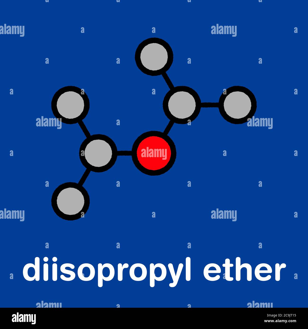 Diisopropyl ether chemical solvent molecule. Stylized skeletal formula ...