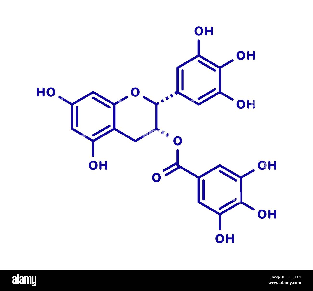 Epigallocatechin gallate (EGCG) green tea polyphenol molecule. Has ...
