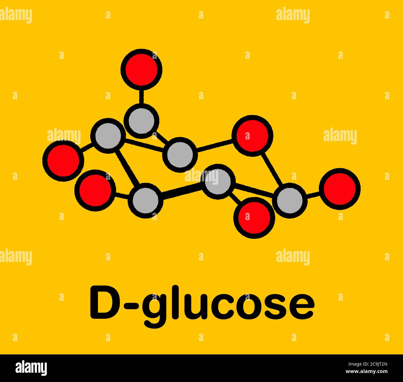 Glucose (dextrose, grape sugar) molecule (beta-D-glucopyranose form ...