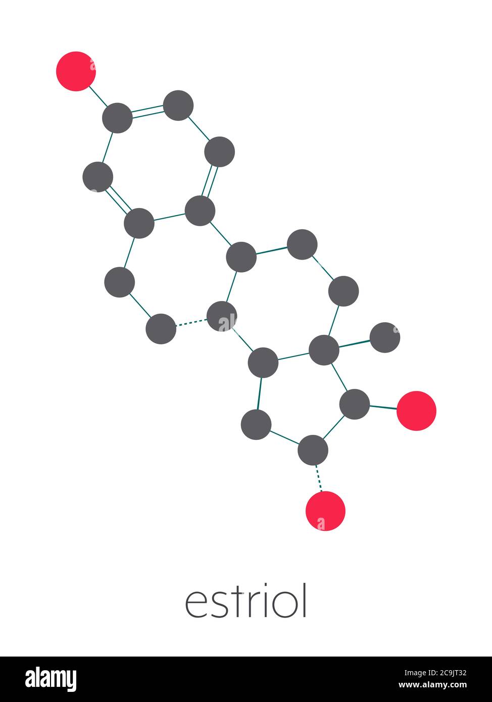 Estriol (oestriol) human estrogen hormone molecule. Stylized skeletal ...