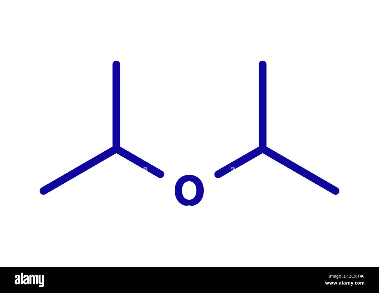 Diisopropyl ether chemical solvent molecule. Blue skeletal formula on ...