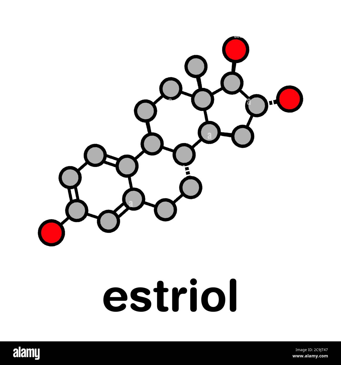 Estriol (oestriol) human estrogen hormone molecule. Stylized skeletal ...