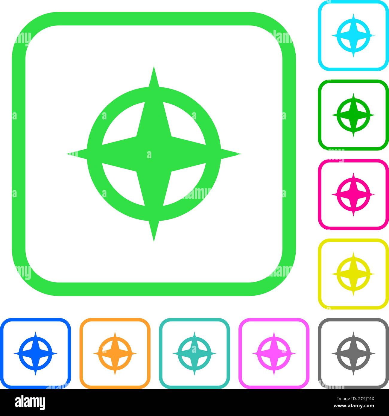 Map directions vivid colored flat icons in curved borders on white ...