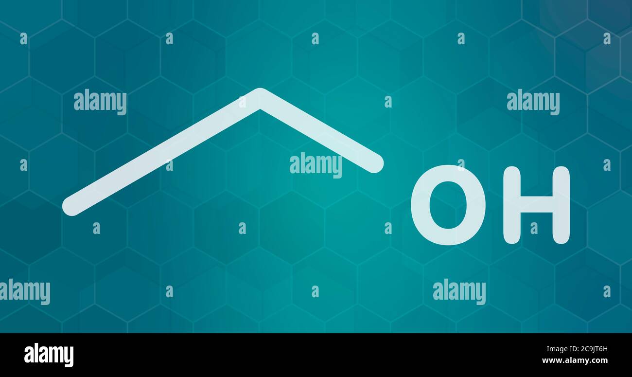 Alcohol (ethanol, ethyl alcohol) molecule, chemical structure. White ...
