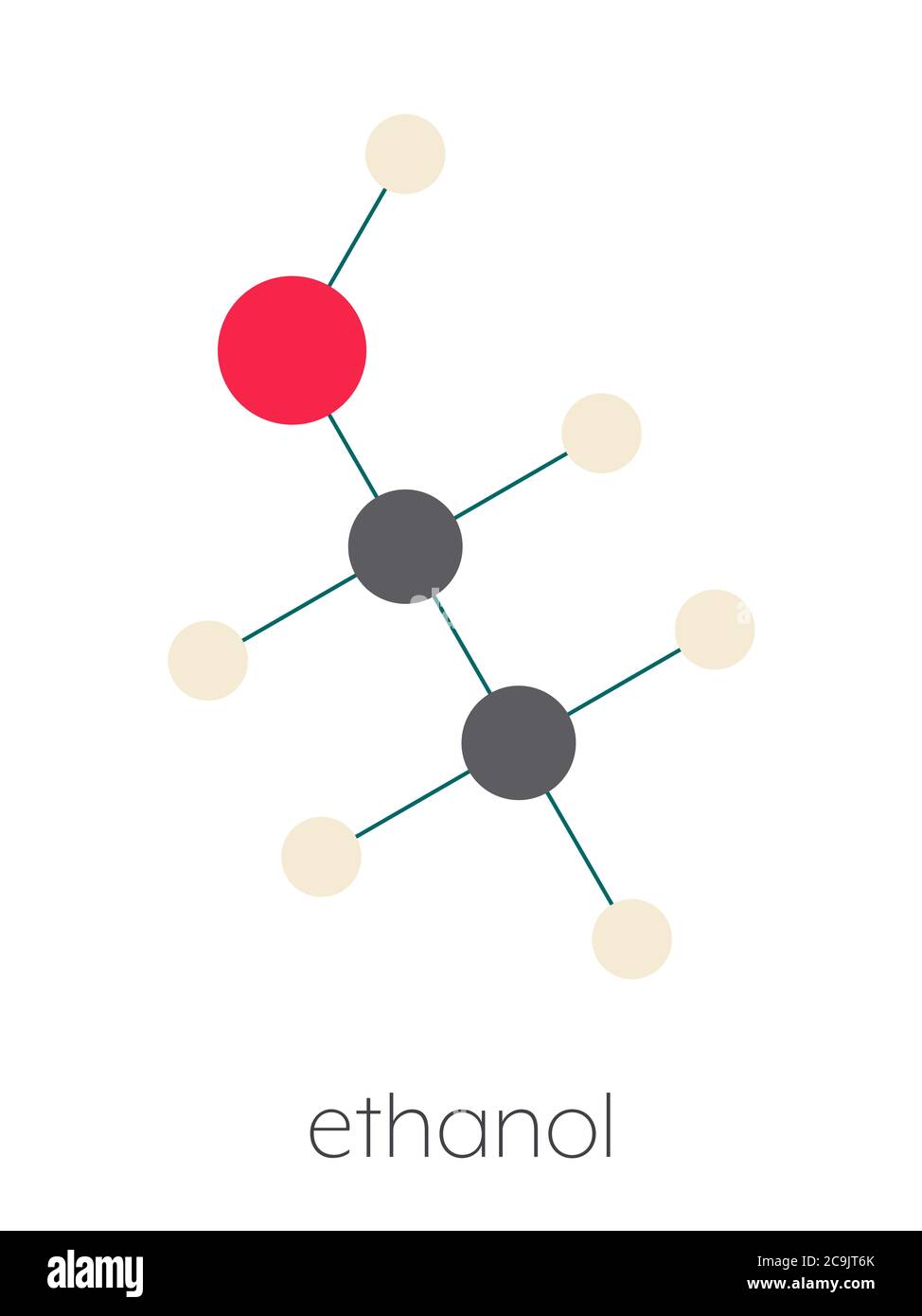 Alcohol (ethanol, ethyl alcohol) molecule, chemical structure. Stylized ...