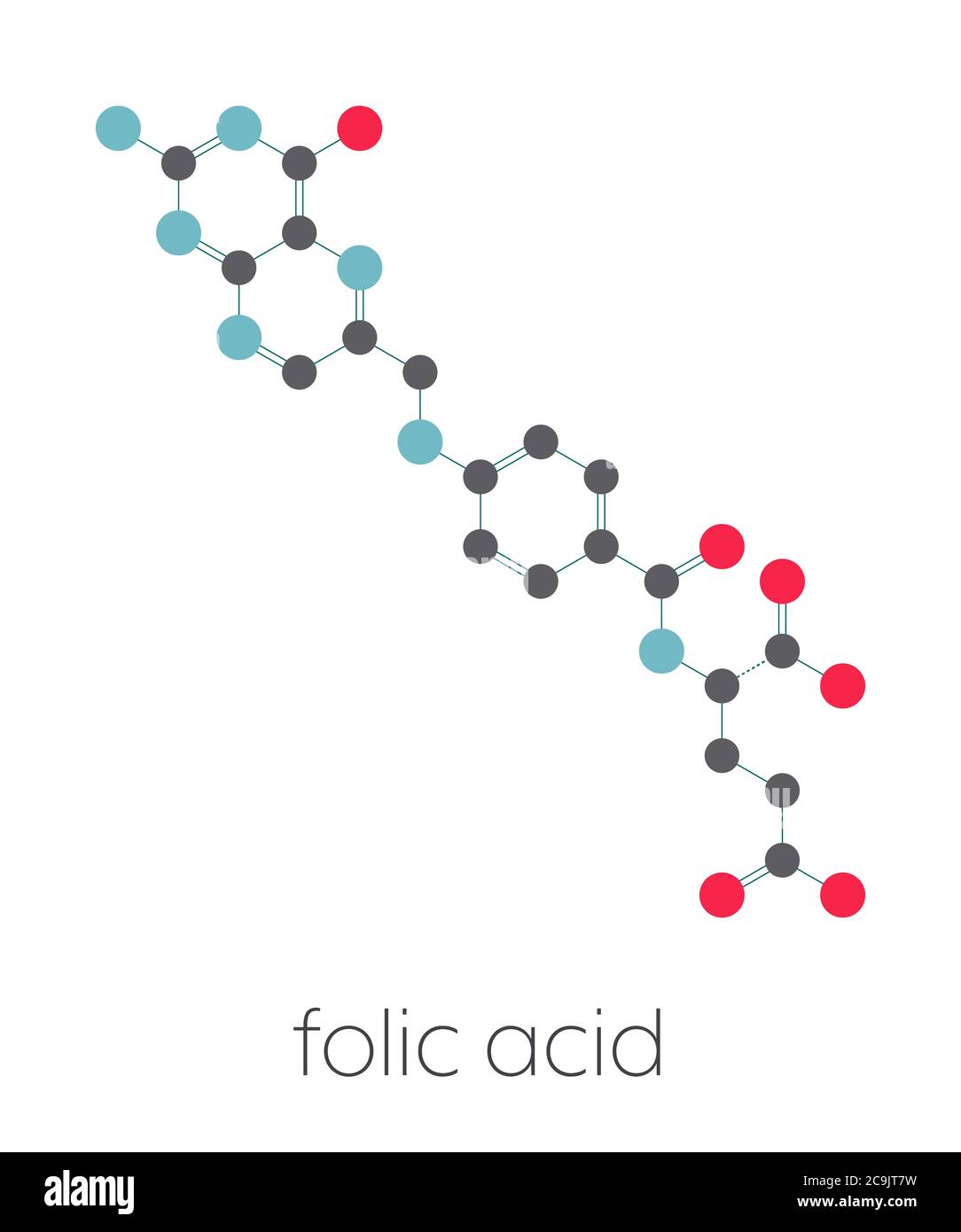 Vitamin B9 (folic acid) molecule. Stylized skeletal formula (chemical ...