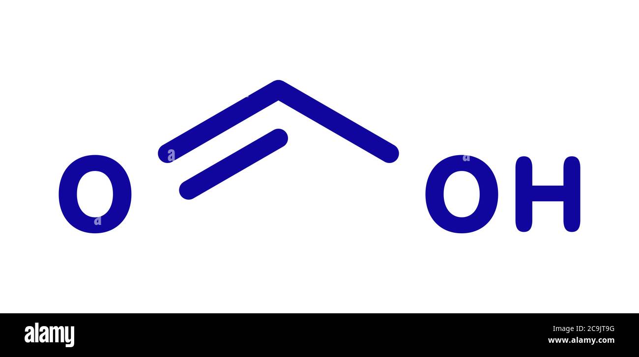 Formic acid molecule. Present in ant venom and in stinging nettle. Blue ...