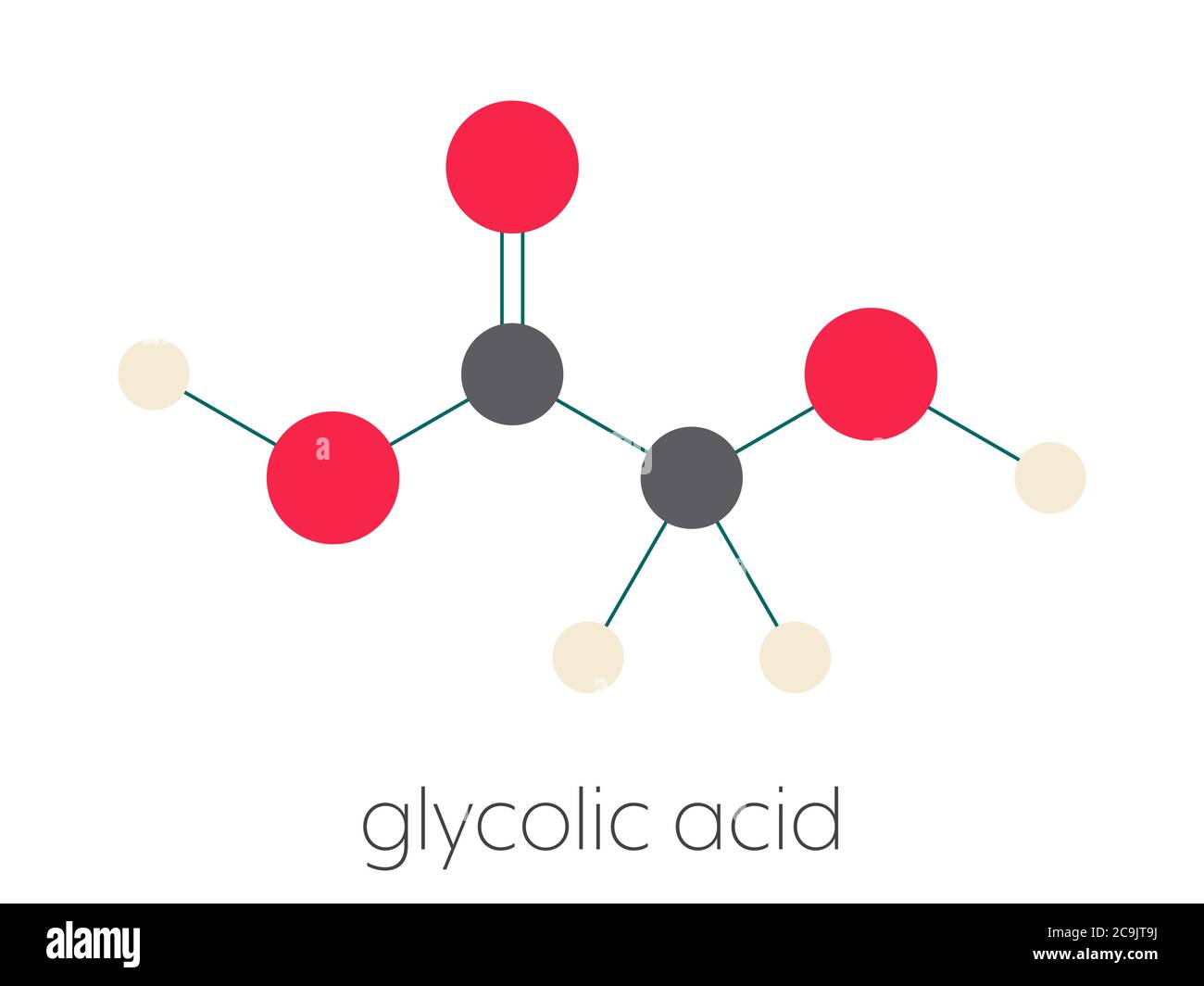 Glycolic acid (hydroacetic acid) molecule. Stylized skeletal formula ...