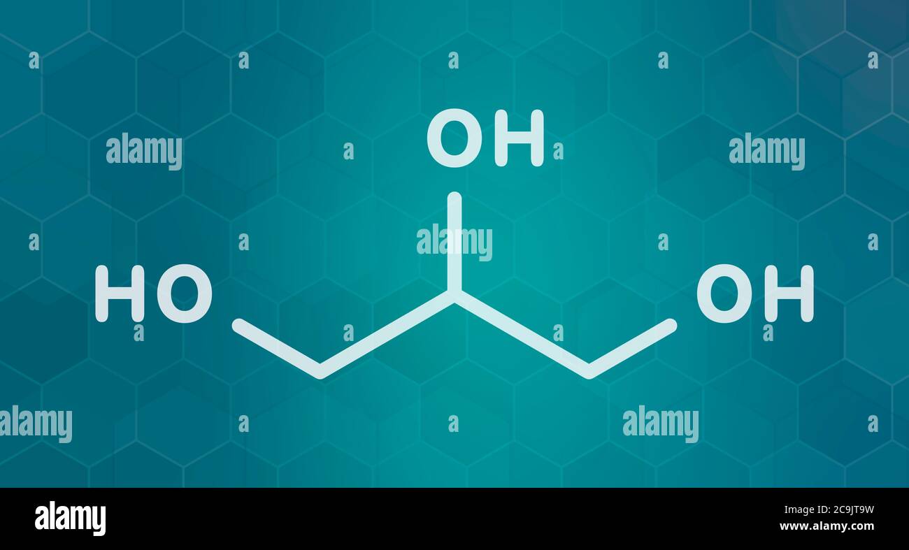 Glycerol (glycerin) molecule. Produced from fat and oil triglycerides ...