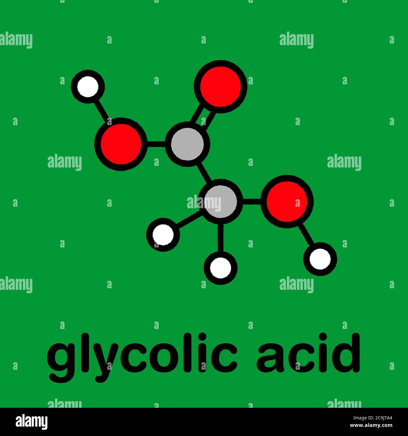 Glycolic acid (hydroacetic acid) molecule. Stylized skeletal formula ...