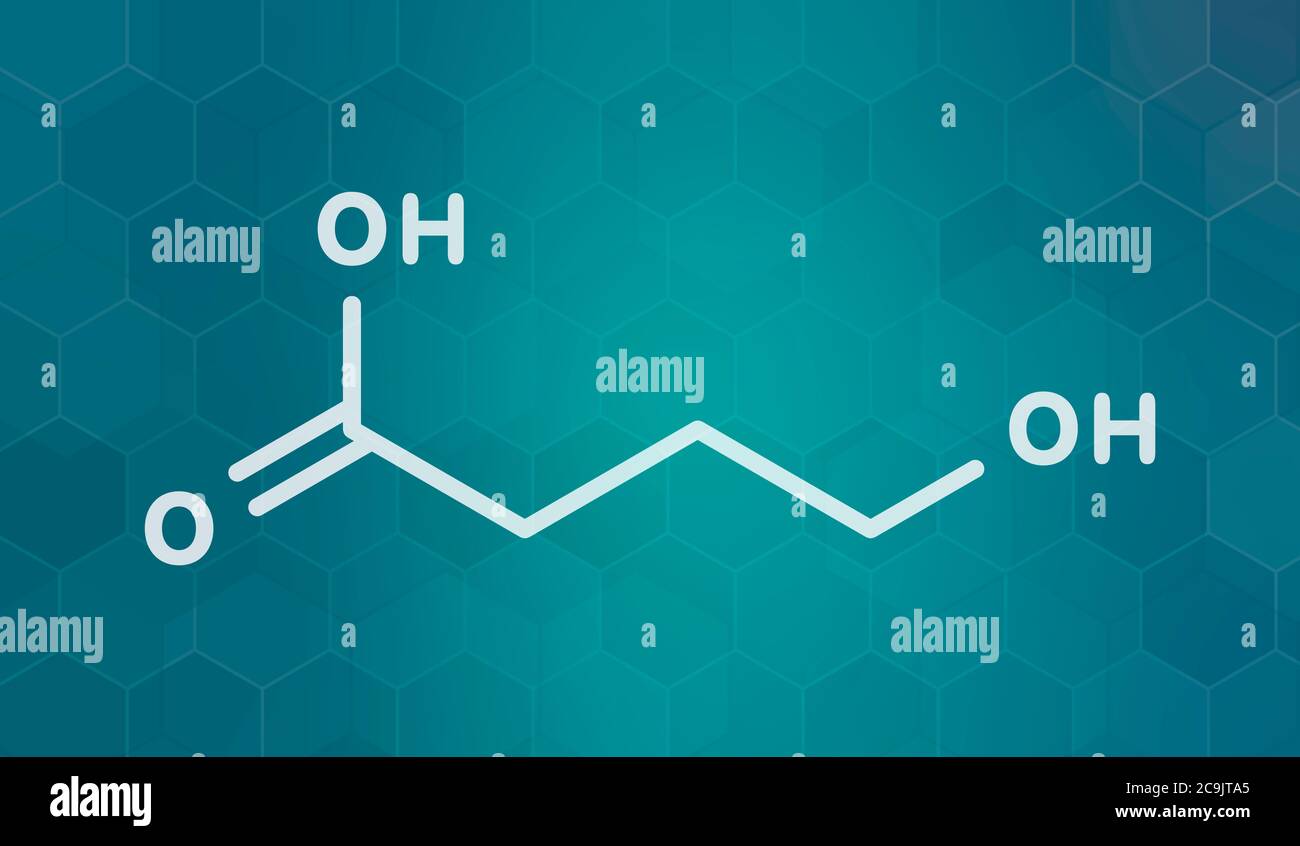 Gamma-hydroxybutyric acid (GHB, oxybate, liquid ecstasy) molecule ...