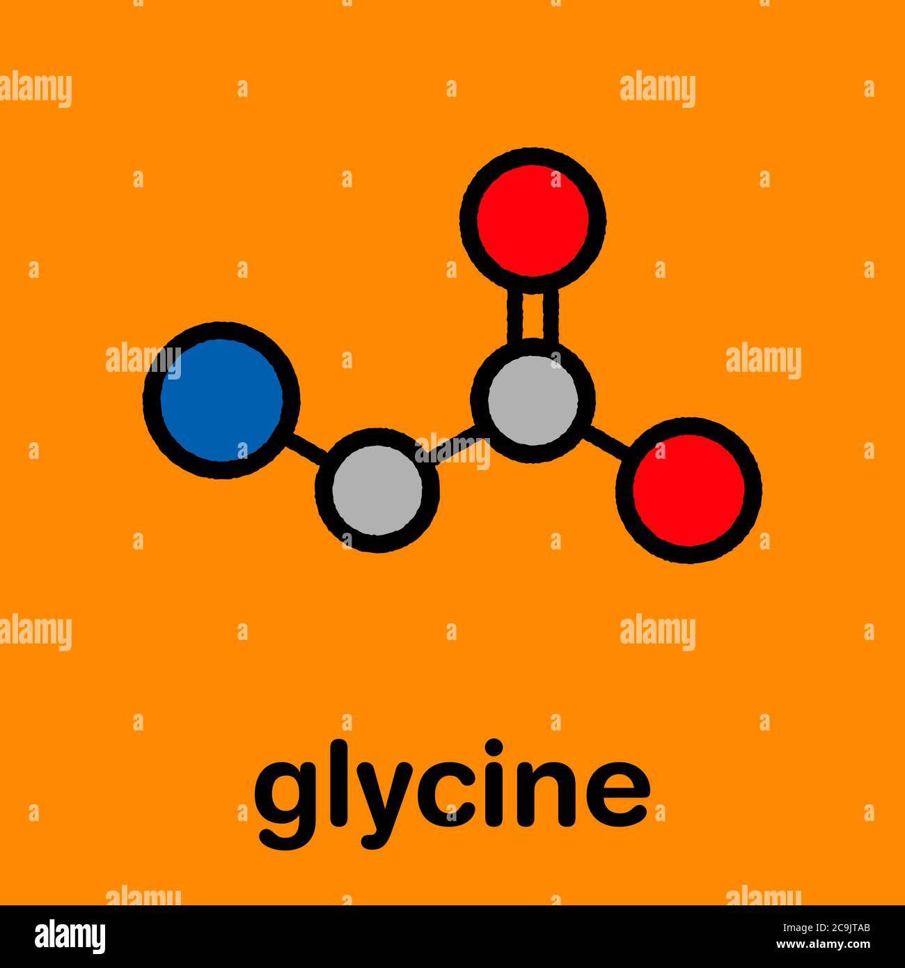Glycine (Gly, G) amino acid molecule. Stylized skeletal formula ...
