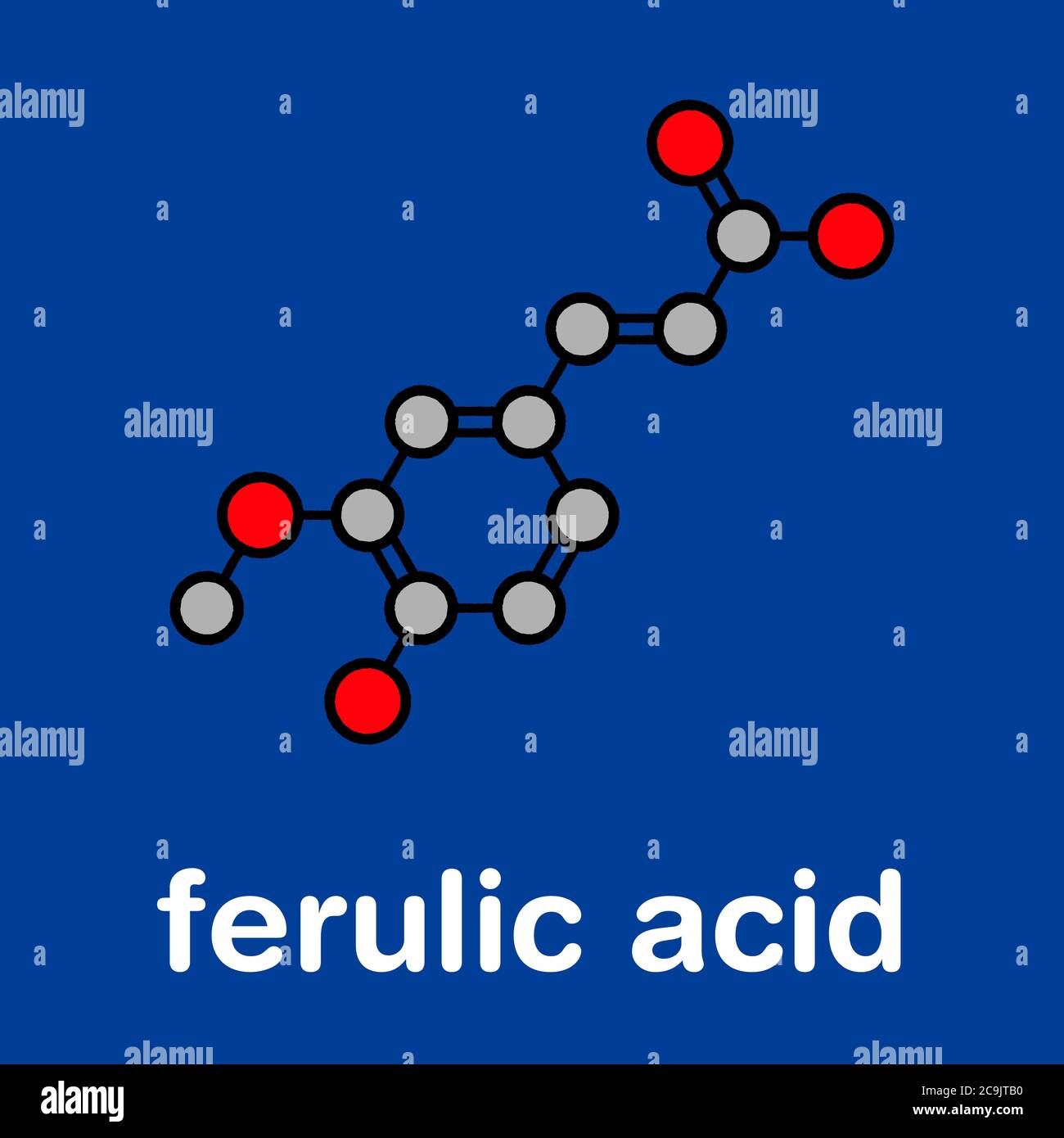 Ferulic acid herbal antioxidant molecule. Stylized skeletal formula ...