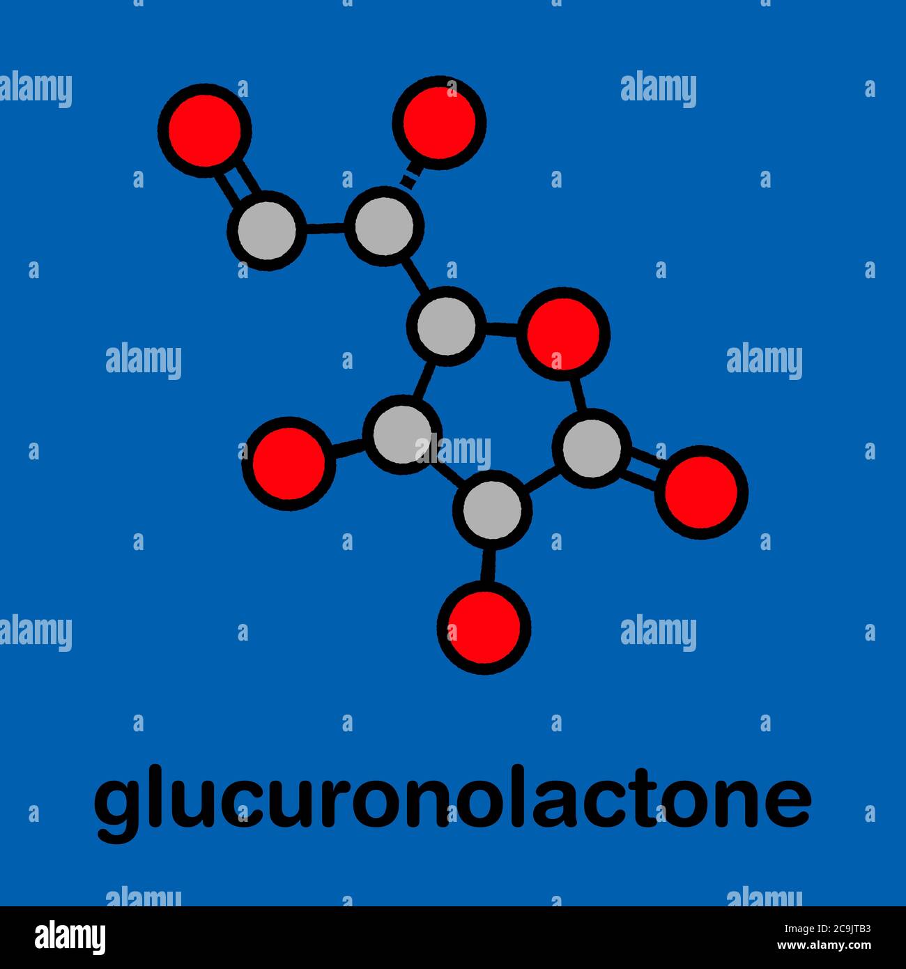 Glucuronolactone molecule. Used in food supplements and energy drinks ...