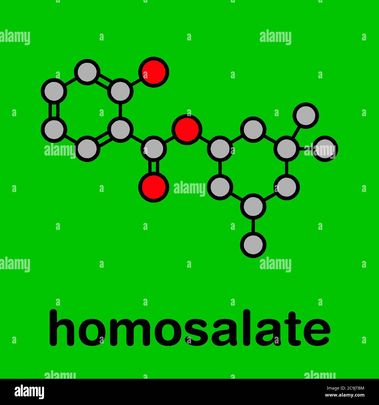 Homosalate sunscreen molecule (UV filter). Stylized skeletal formula ...