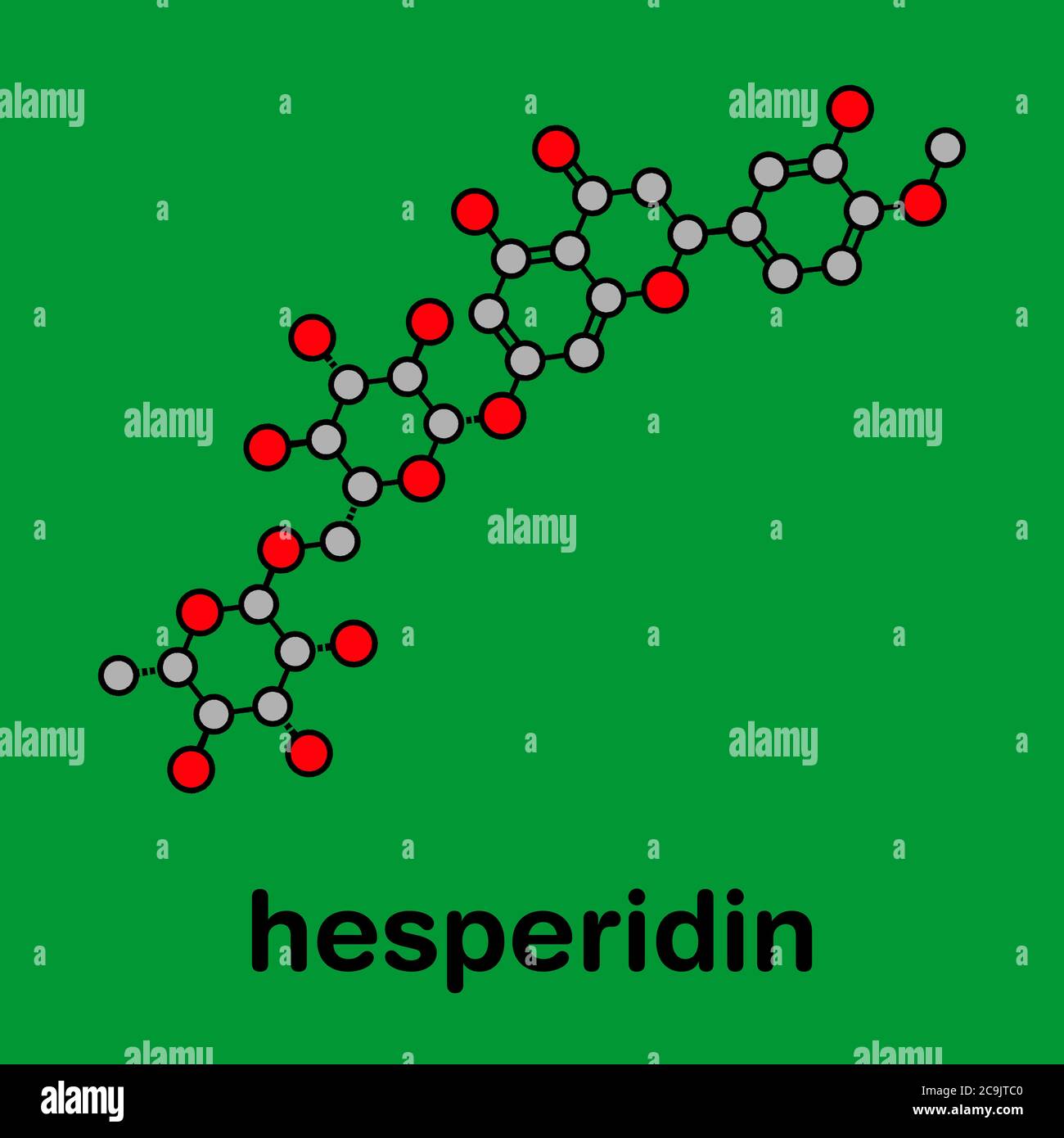 Hesperidin citrus flavanone molecule. Stylized skeletal formula ...