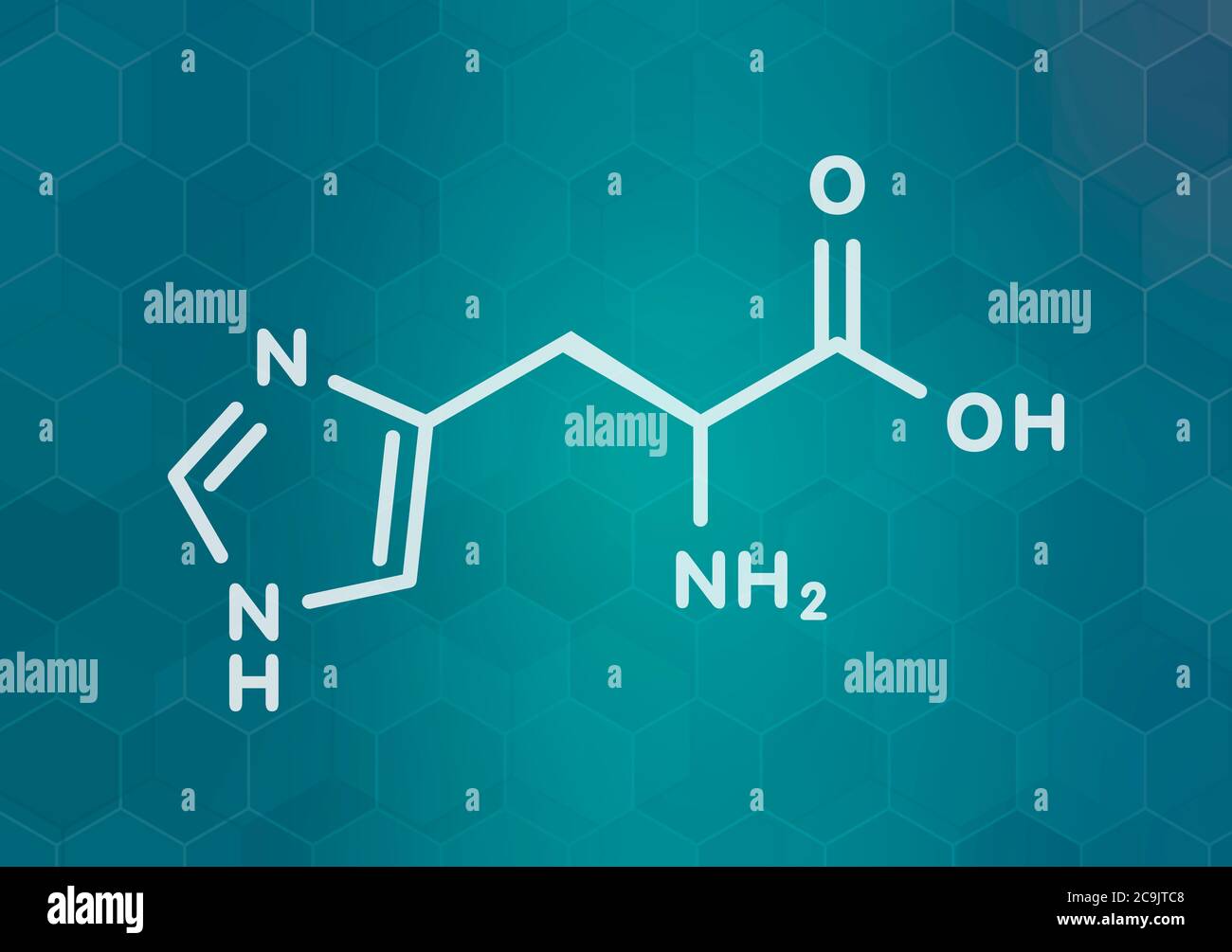 Histidine L Histidine His H Amino Acid Molecule White Skeletal Formula On Dark Teal