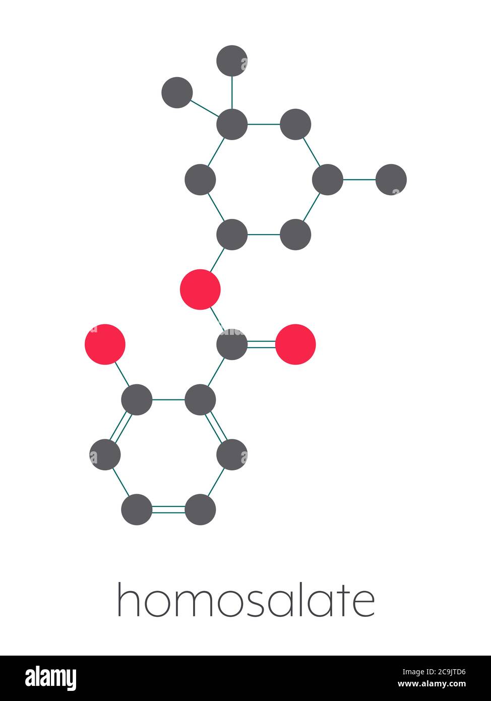 Homosalate sunscreen molecule (UV filter). Stylized skeletal formula ...