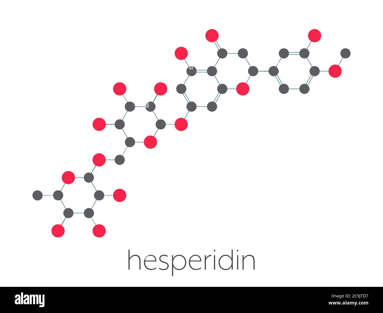 Hesperidin citrus flavanone molecule. Stylized skeletal formula ...