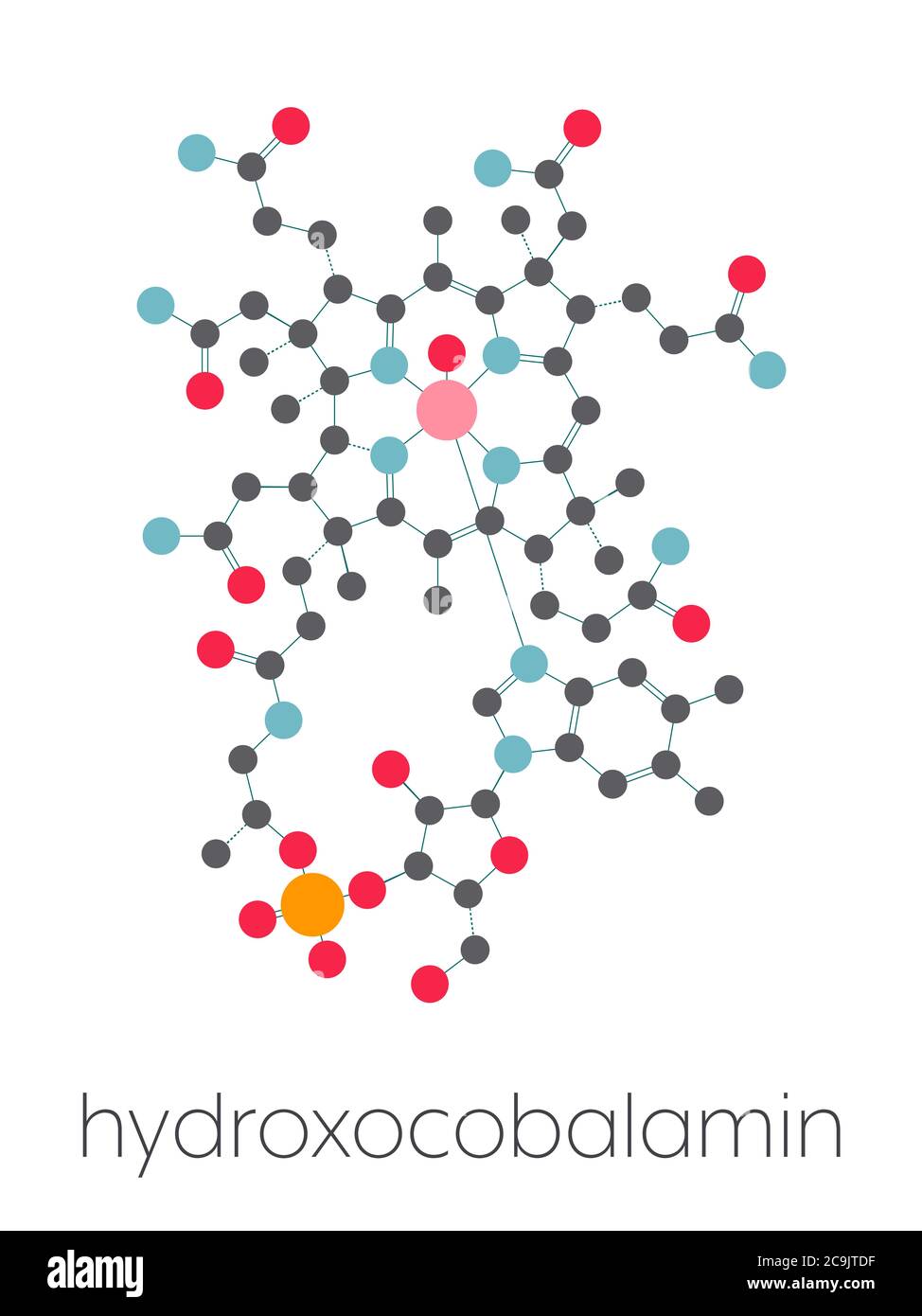 Hydroxocobalamin vitamin B12 molecule. Often given therapeutically in ...